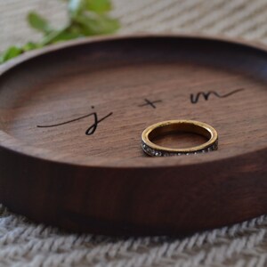 Walnut Wood Ring Tray | Small Trinket Dish | Coin Dish | Anniversary ...