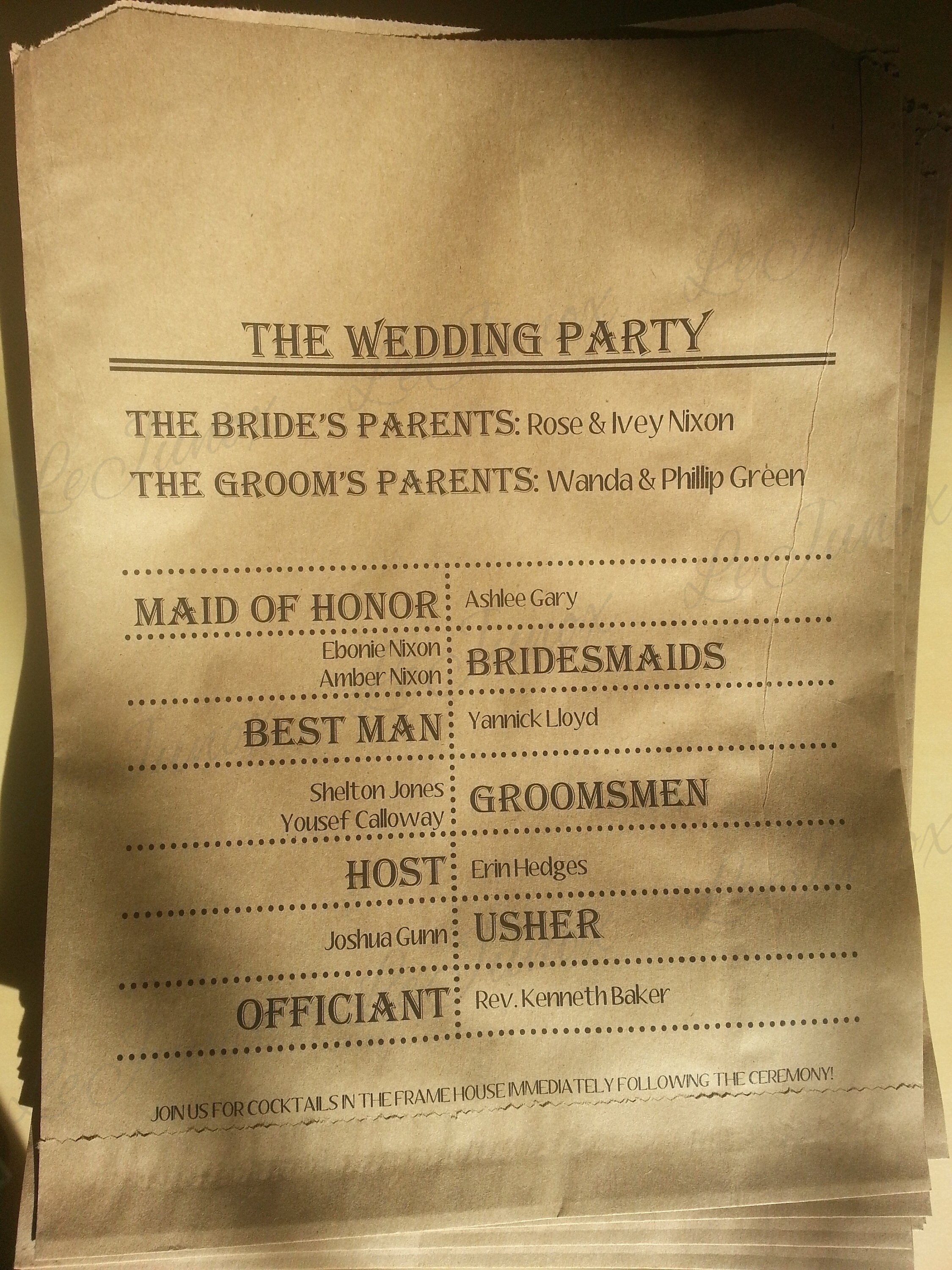 Custom Kraft Paper Bag Wedding Program Wedding Petal Toss Wedding ...