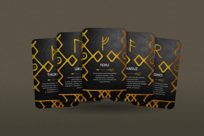 Golden Runes Oracle Norse Cards 24 Cards Oracle Oracle - Etsy