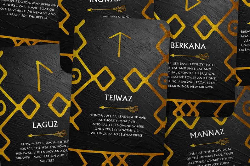 Golden Runes Oracle Norse Cards 24 Cards Oracle Oracle - Etsy