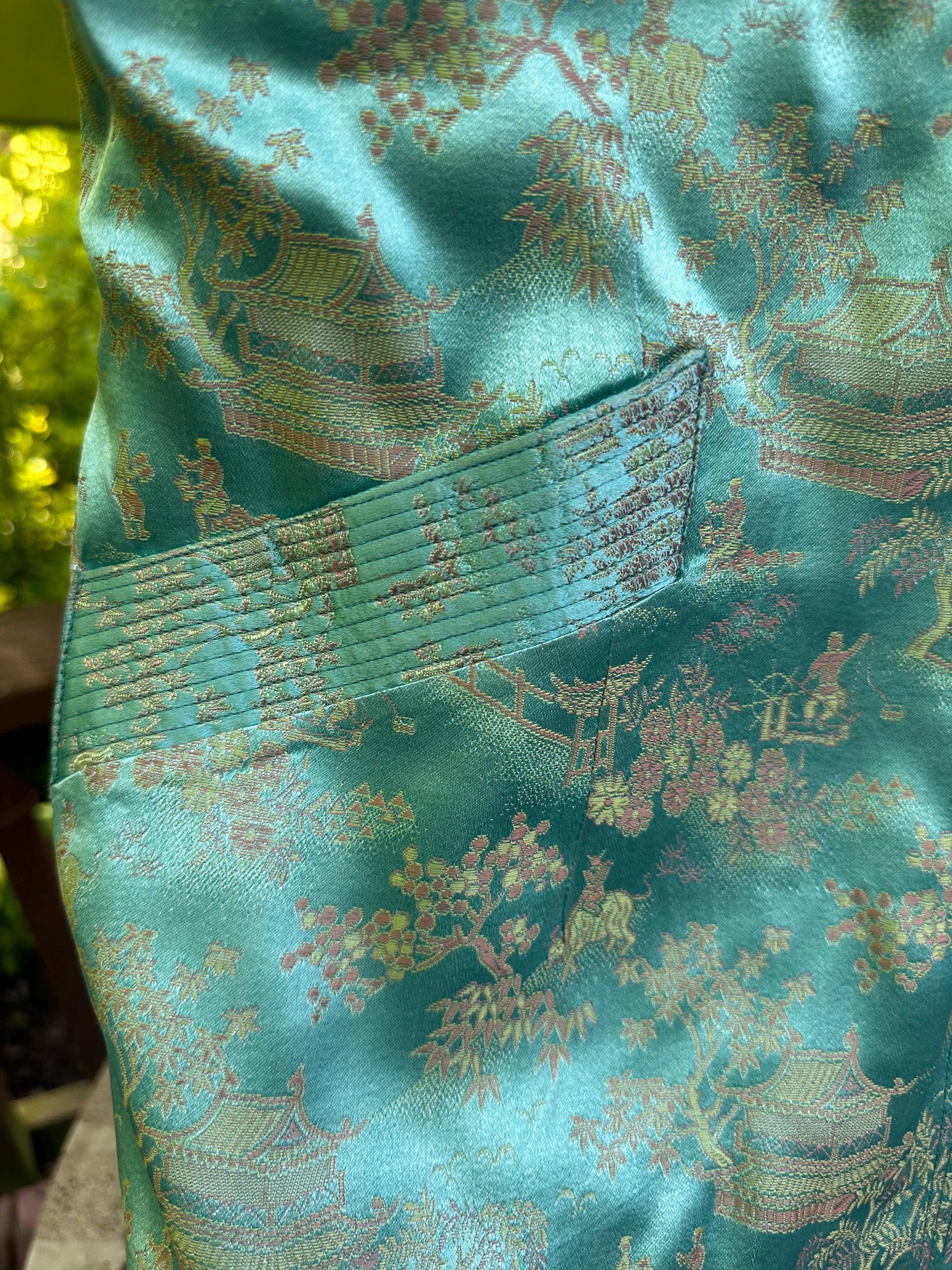 2pc Antique Vintage Chinese Turquoise Silk Set. - Etsy