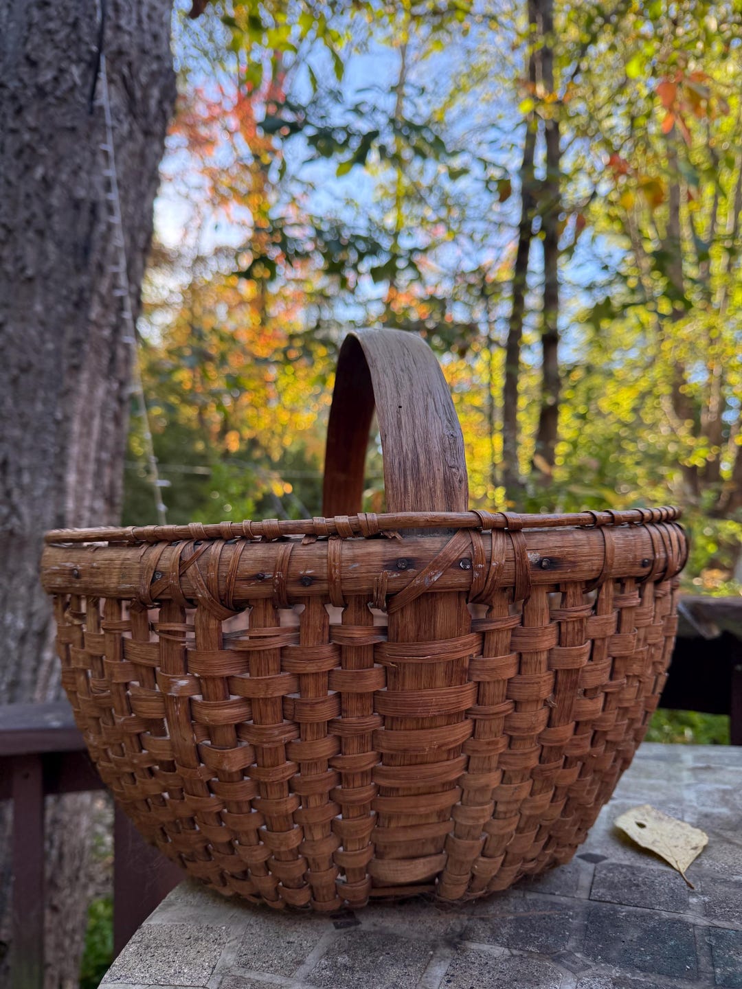 Pennsylvania Primitive Solid Woven Splint Basket. Standing 13 in High ...