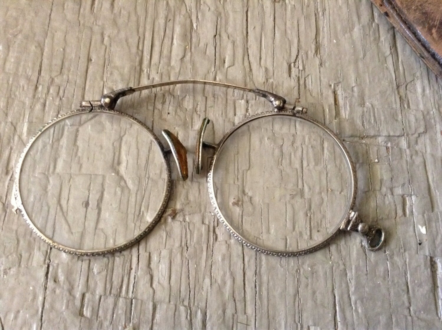 14k White Gold Pince Nez Nose Pinch Glasses With Original Etsy