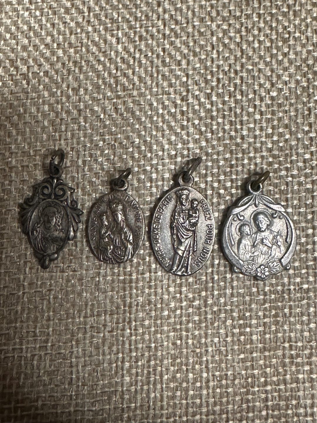 Grouping of 10 Aluminum/mixed Metals Religious Pendants St Anne, Jesus ...