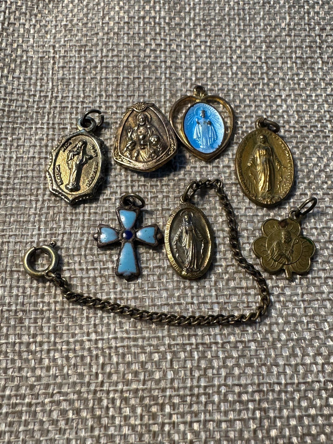 Religious 7 Medals - an Array - All Different Sizes, Crosses and Saints ...