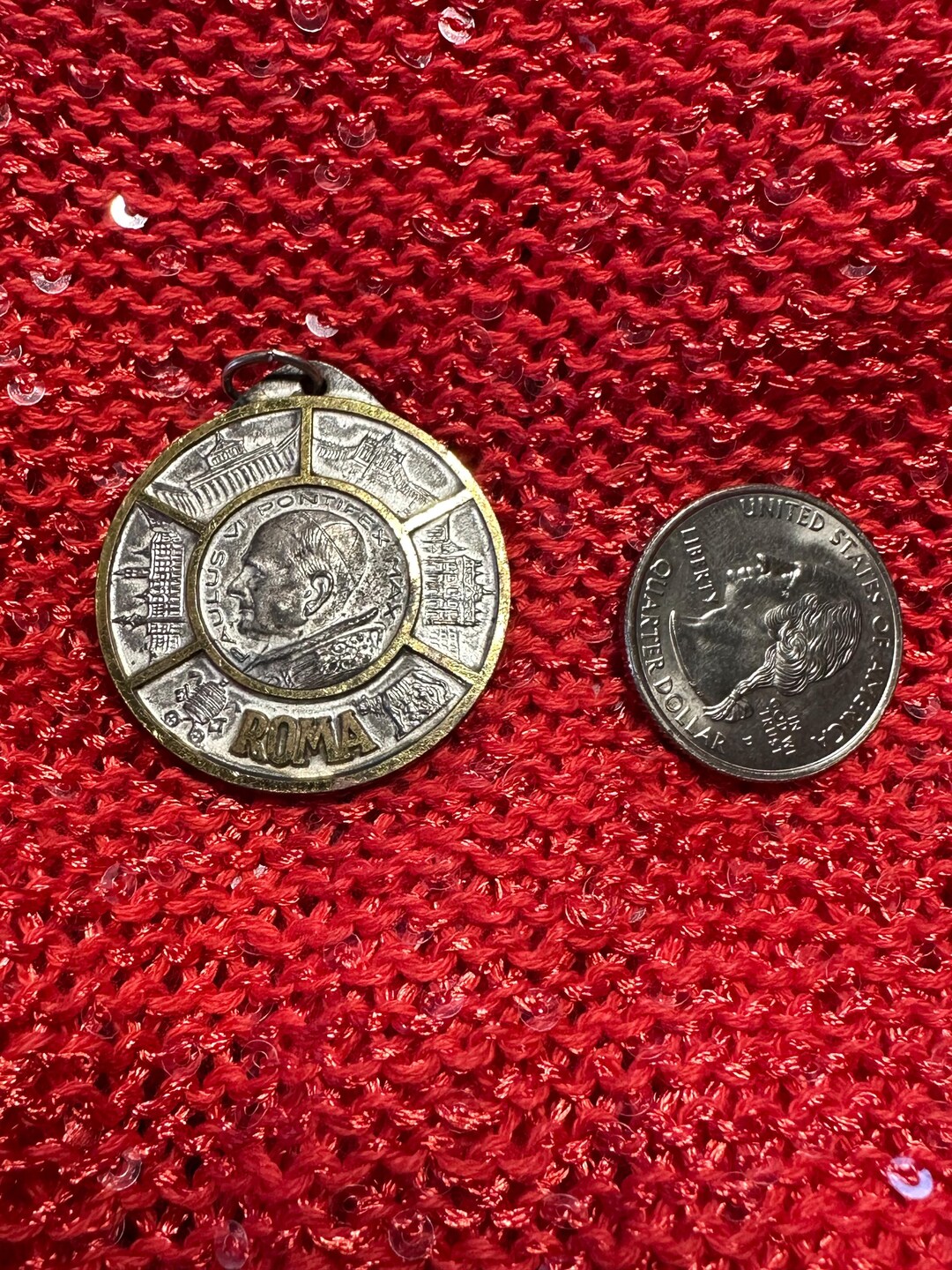 Roma Paulus Vl Pontifex Max 1 1/3 Inches in Diameter Pendant Mixed ...