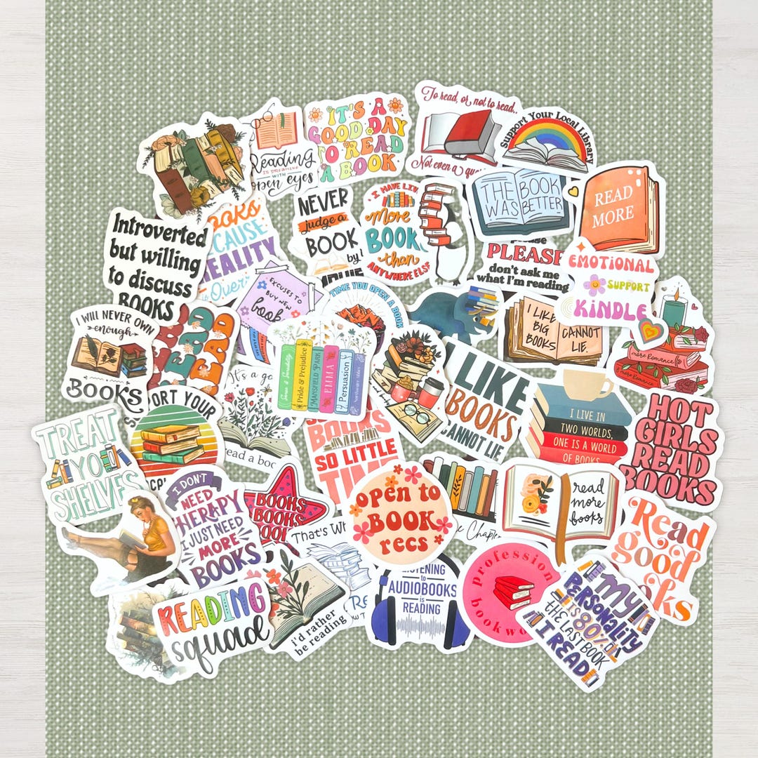 MINI Bookish Themed Sticker Pack Gift for Book Lover Reading Stickers ...