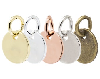 Custom Metal Jewelry Tag, Logo Etched on Round Disc Tags Sequins ...