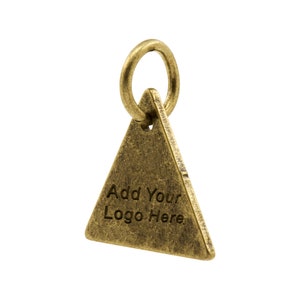 Custom Logo Etched Triangle Hanging Tag, Personalized Metal Charm ...