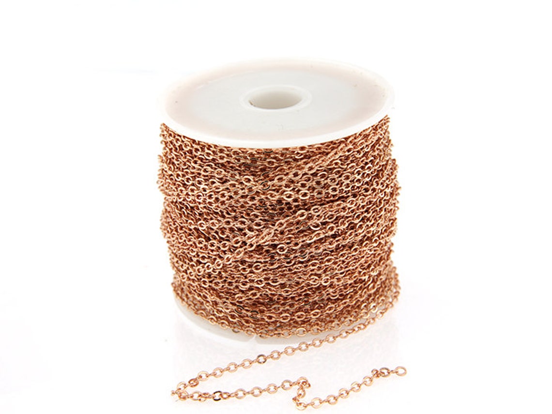 14K Rose Gold Chain Rose Gold Plated Brass Oval Soldered - Etsy