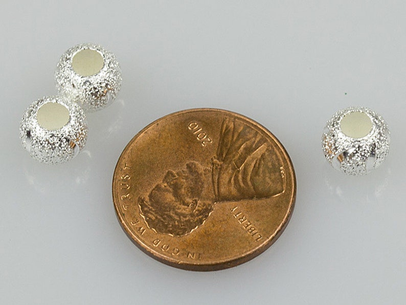 925 Sterling Silver Textured Ball Beads, 7x6.5mm, 3mm Hole, Pkg of 6 ...