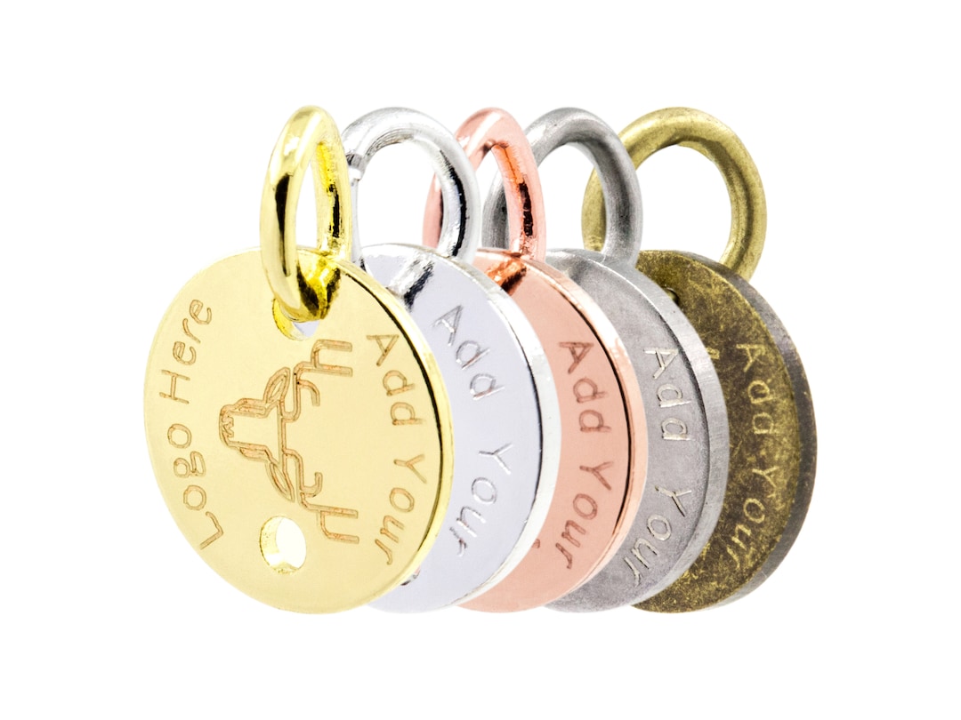 Mechanical Engraved Double Loop Logo Tag, Custom Jewelry Tag, Metal Tag ...