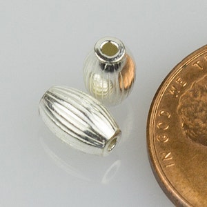 990 Sterling Silver Olive Beads, Spindle Beads, 1.5mm Beads, 7x4mm, Pkg ...