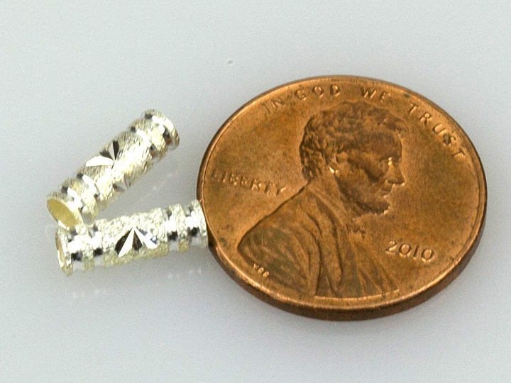 925 Sterling Silver Textured Straight Tube Beads, 10x3mm, Pkg of 1 Pc ...