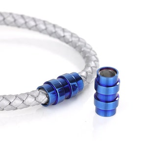 Dazzling Blue Stainless Steel Magnetic Clasps for 6mm Leather Cord, End ...