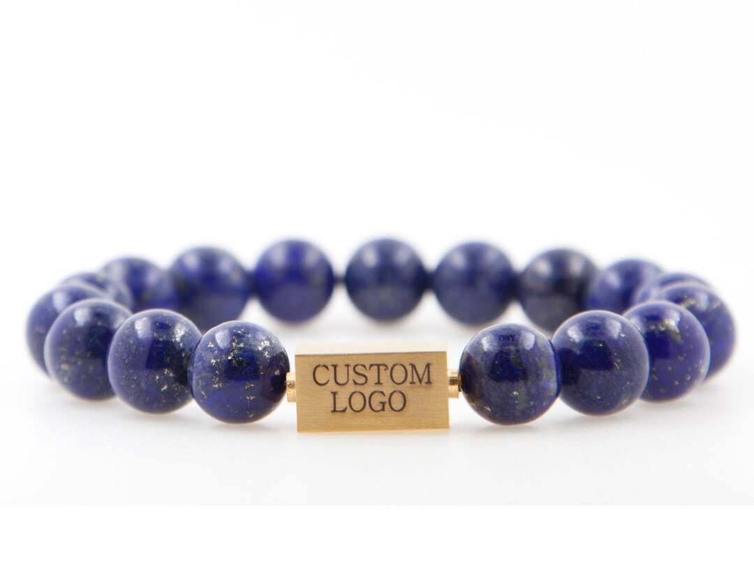 Custom Logo Laser Engraved Beads, Brush/matte Gold Plated Stainless ...