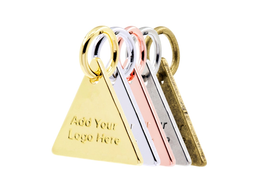 Custom Logo Etched Triangle Hanging Tag, Personalized Metal Charm ...
