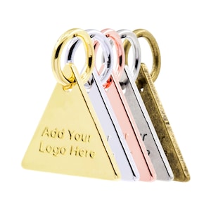 Custom Logo Etched Triangle Hanging Tag, Personalized Metal Charm ...