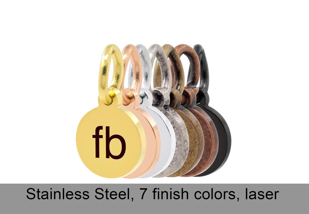 Custom Metal Tag, Laser Engraved Logo on Round Tag, 6MM Stainless Steel ...