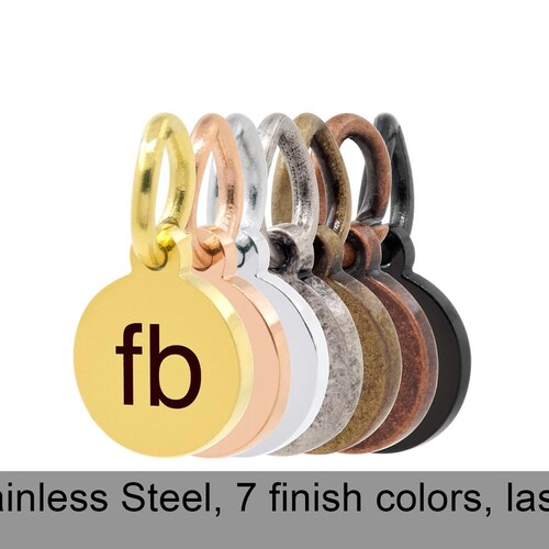 Custom Metal Jewelry Tag Logo Etched on Round Disc Tags | Etsy