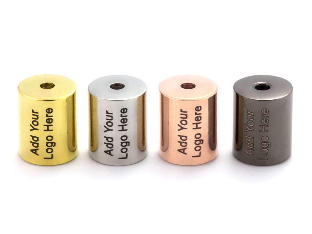 Custom Logo Laser Engraved on Cylinder Beads, Stainless Steel Column ...