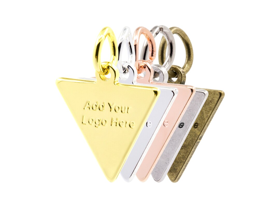Custom Logo Etched Triangle Tag, Personalized Metal Hanging Tag, Steel ...