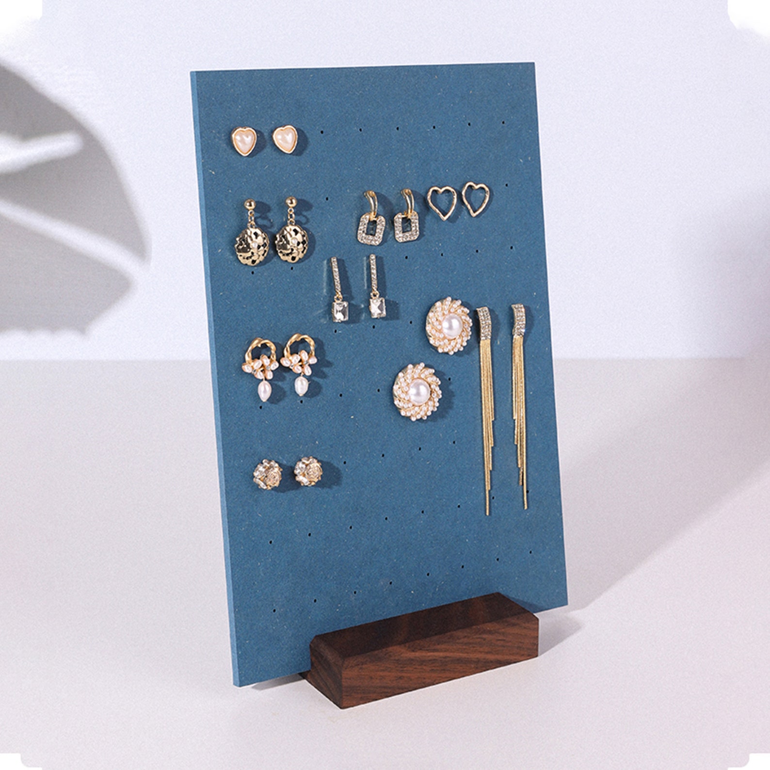 Earring Holder Stand Walnut Wooden Base and Grey Composite - Etsy