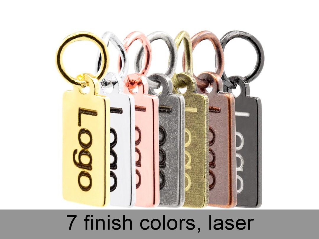 Custom Logo Charm, Metal Handmade Label, Mini Rectangle Brass Based ...