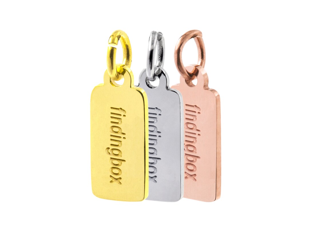 Custom Stainless Steel Jewelry Tag With Logo Etched on Rectangle Tag ...