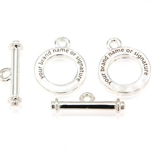 Custom Laser Engraved With Brand Name or Signature Silver Toggle Clasp ...