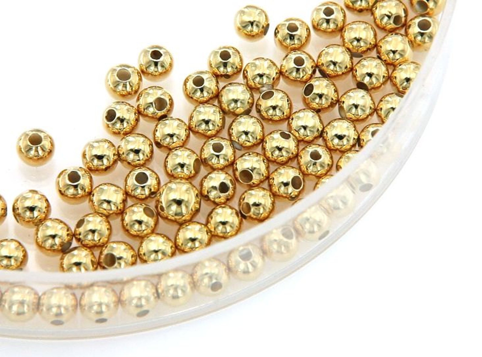 Gold Round 3mm 4mm 5mm 6mm Beads, Gold Plated Over Copper, Pkg of 20 ...