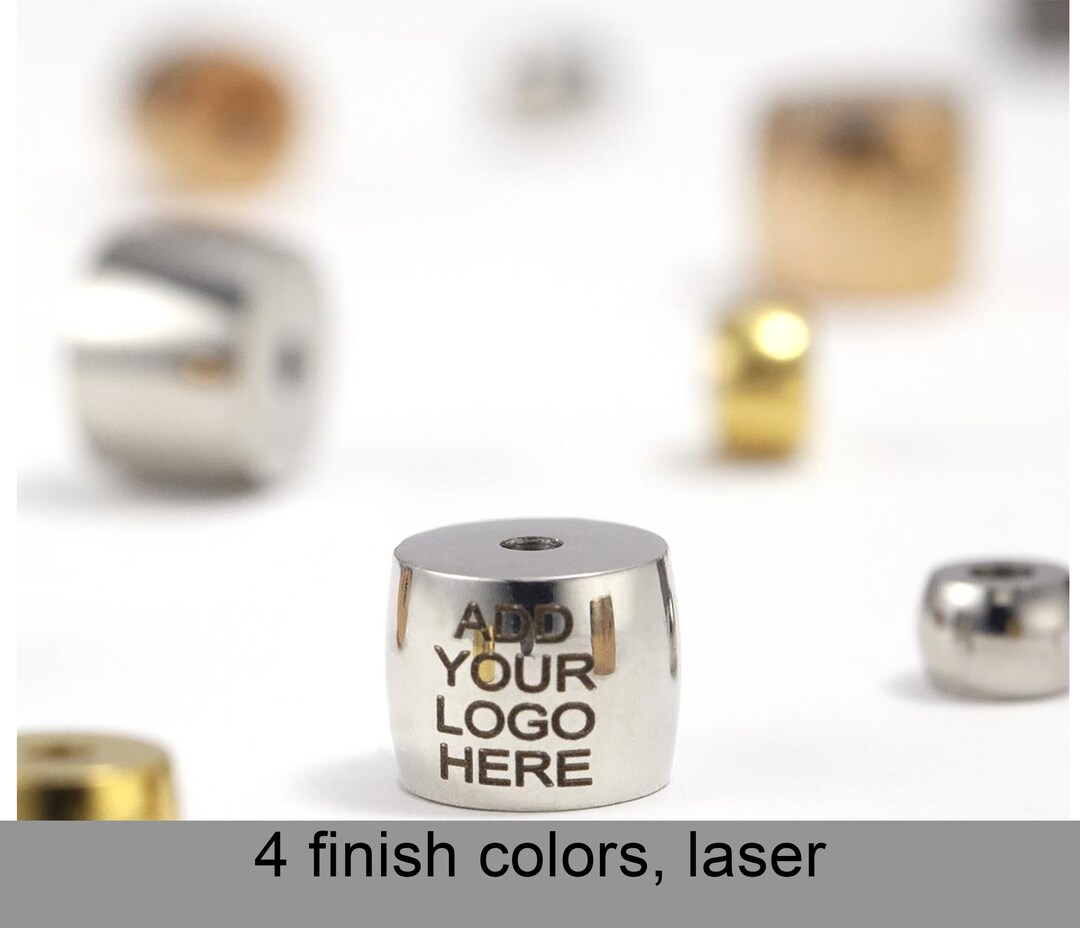 Custom Logo Beads, Laser Engraved on Oval Beads, Stainless Steel Spacer ...