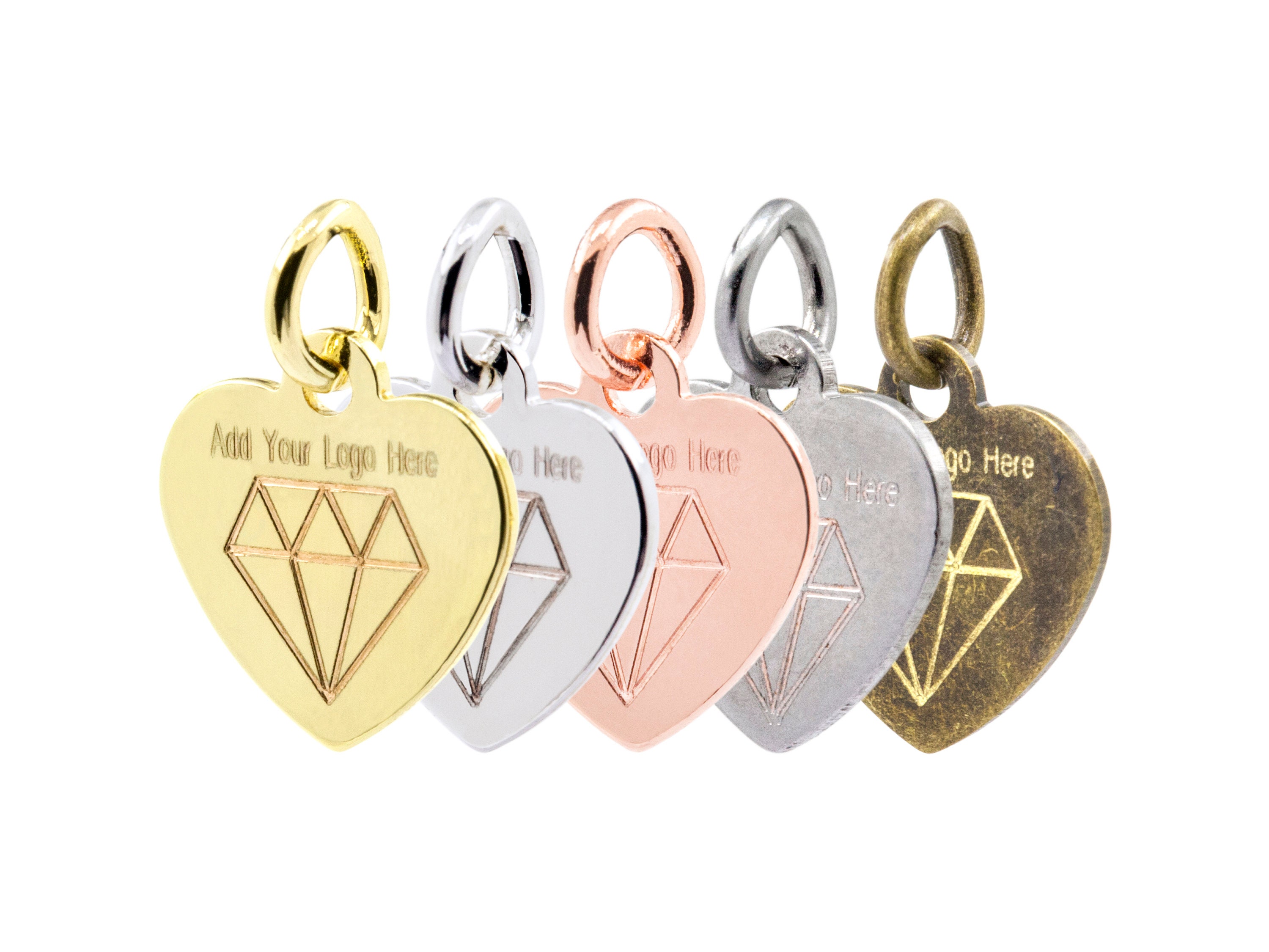 Mechanical Engraved Metal Jewelry Tag Custom Logo Tag Heart | Etsy