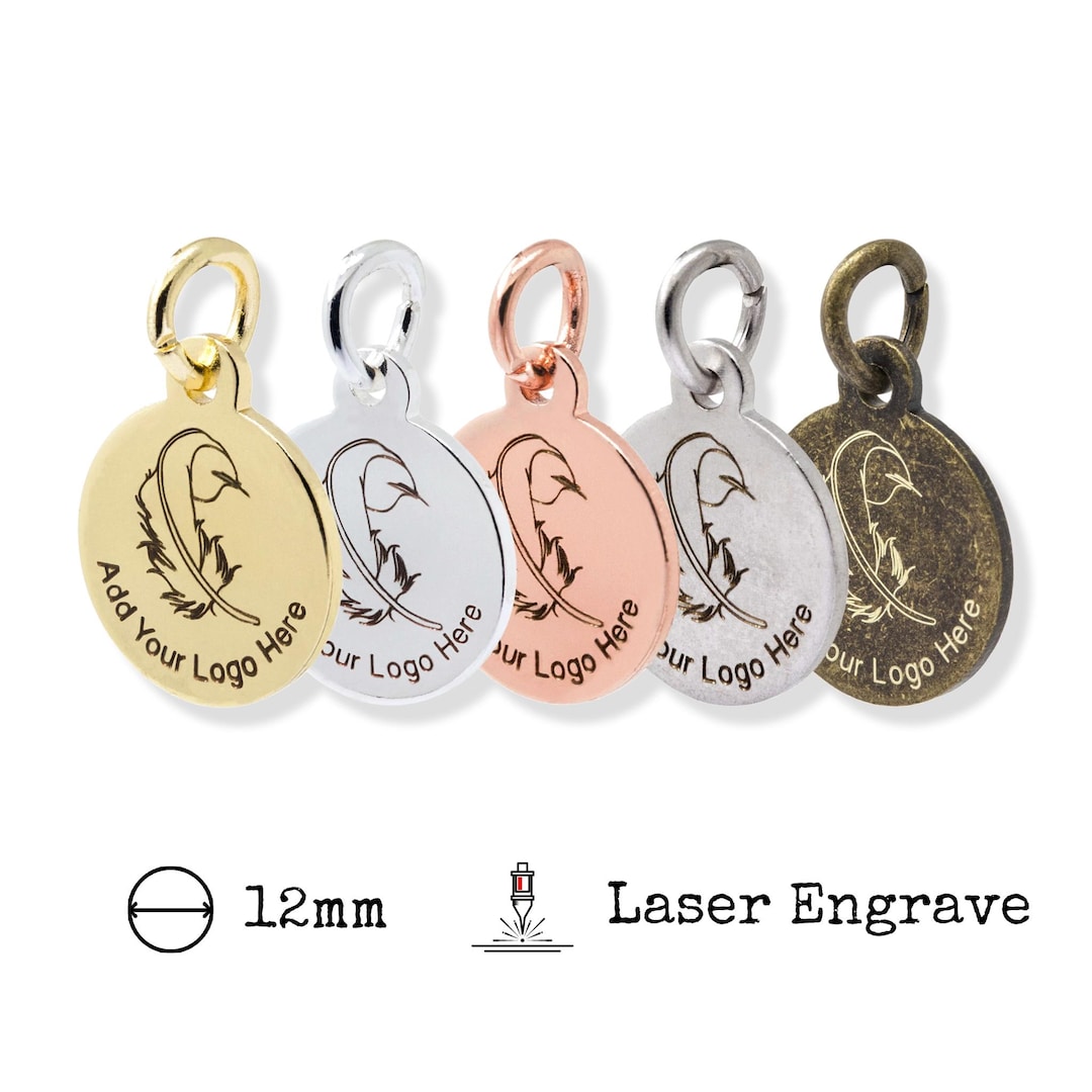 Dia. 12mm Custom Metal Logo Tags, Laser Engraved Jewelry Tags ...