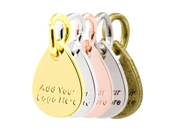 Custom Logo Etched Water Drop Tag Metal Tear Drop Metal | Etsy