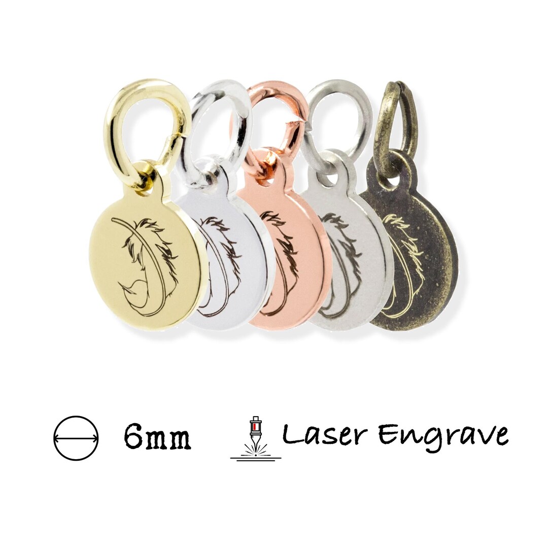 Dia. 6mm Custom Metal Logo Tags, Laser Engraved Jewelry Tags ...