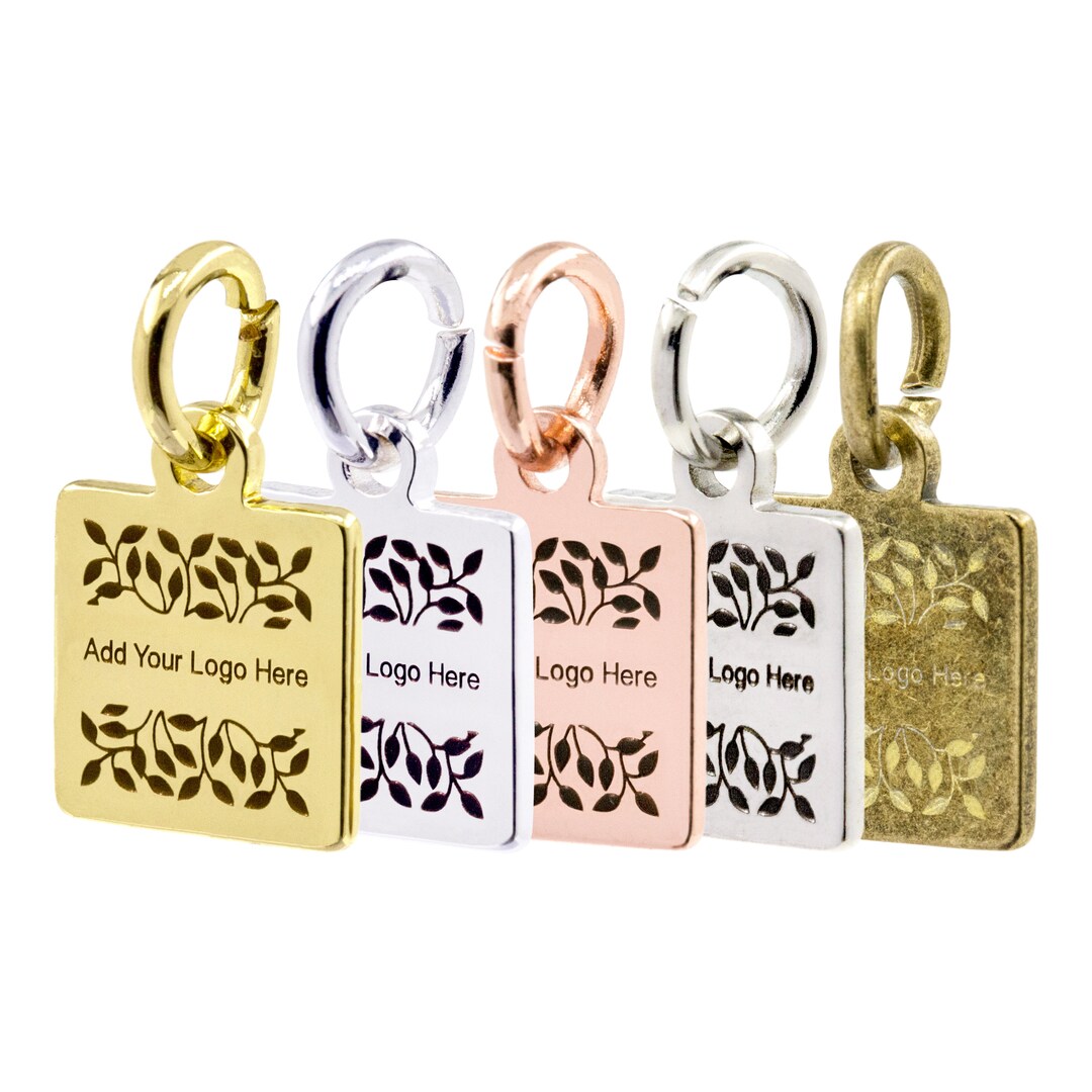9x11mm Square Metal Jewelry Tag, Custom Logo Laser Engraved, Steel ...