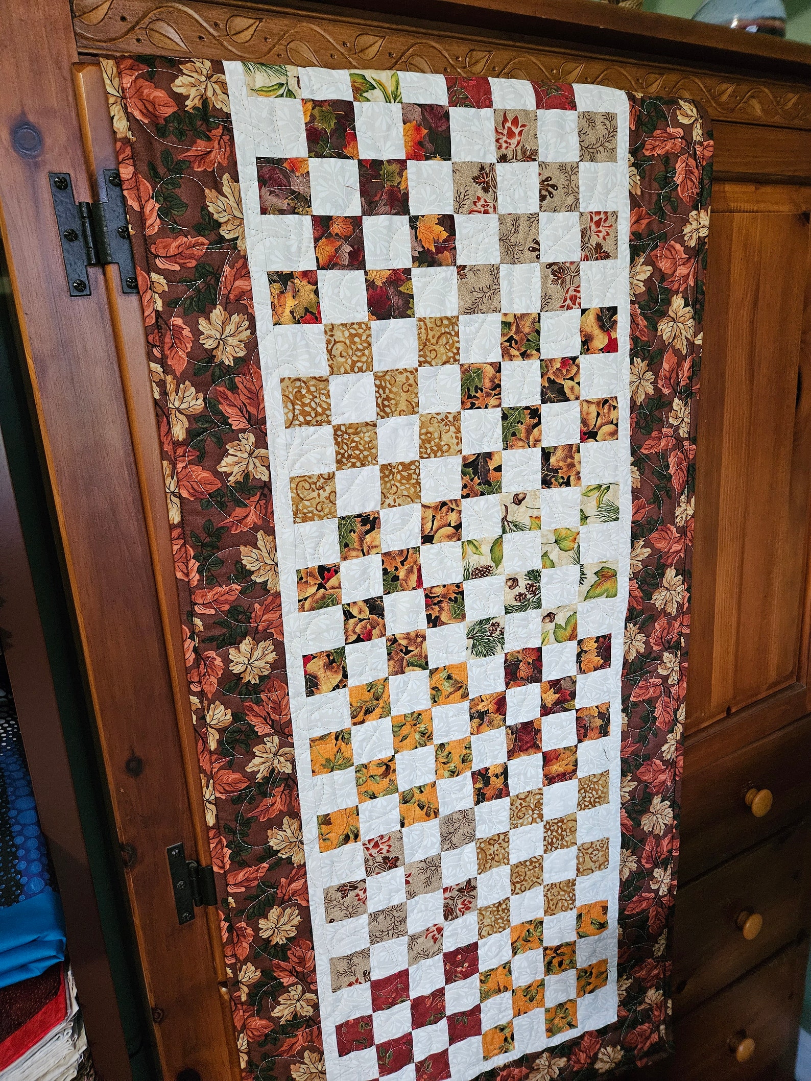 Quilted Autumn Checkerboard Table Runner 48 - Etsy