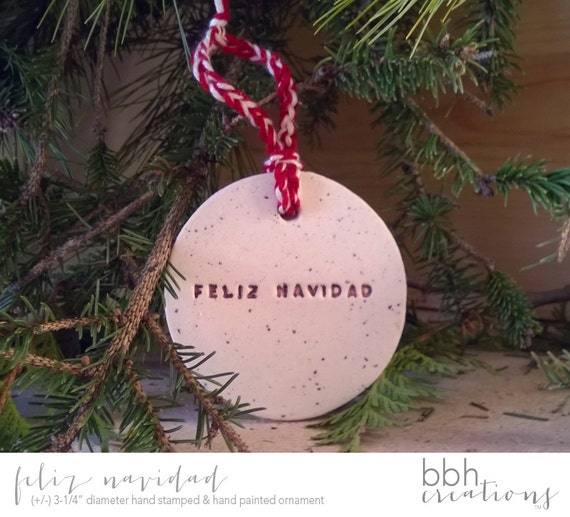 Items similar to Modern 'Feliz Navidad' Christmas Tree Decoration made ...