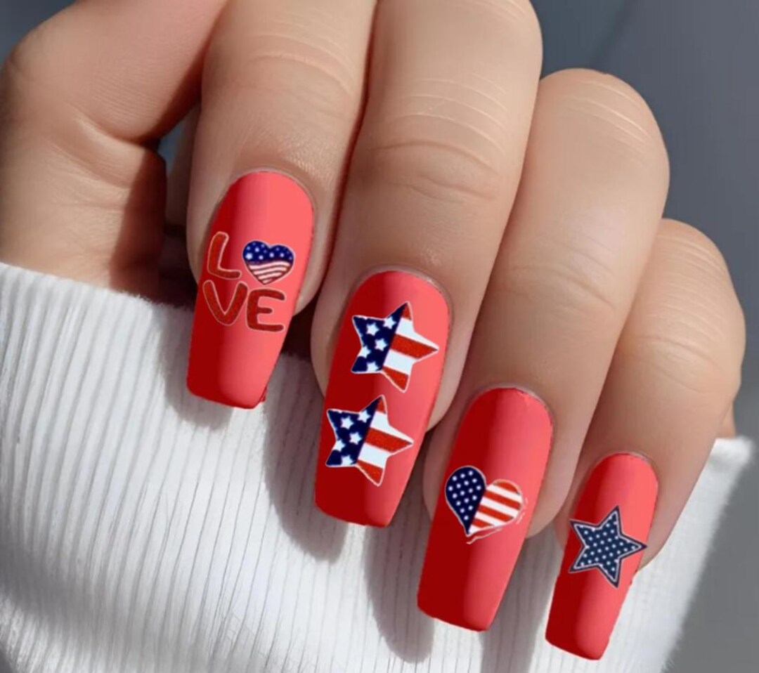 American Flag Nail Art, Patriotic, Independence Day, July 4th, Memorial ...
