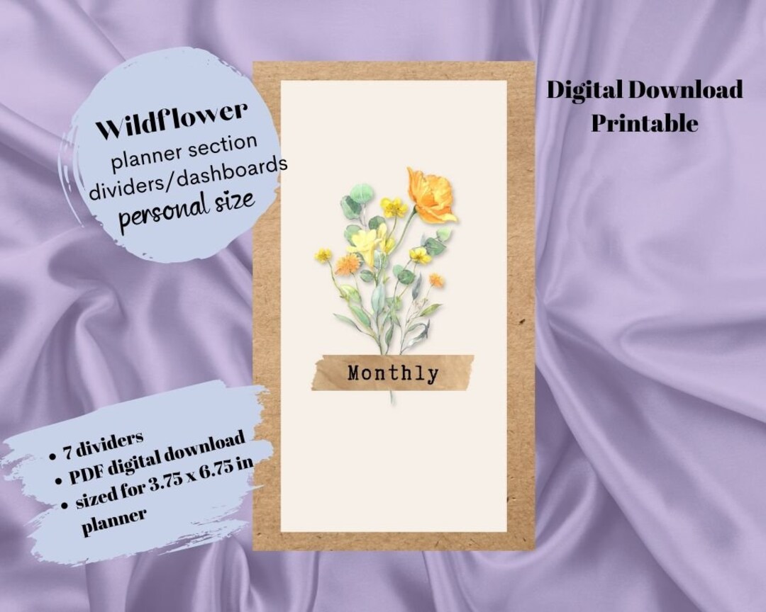 Wildflower Planner Dividers Dashboards, Planner Cards, Personal Rings ...