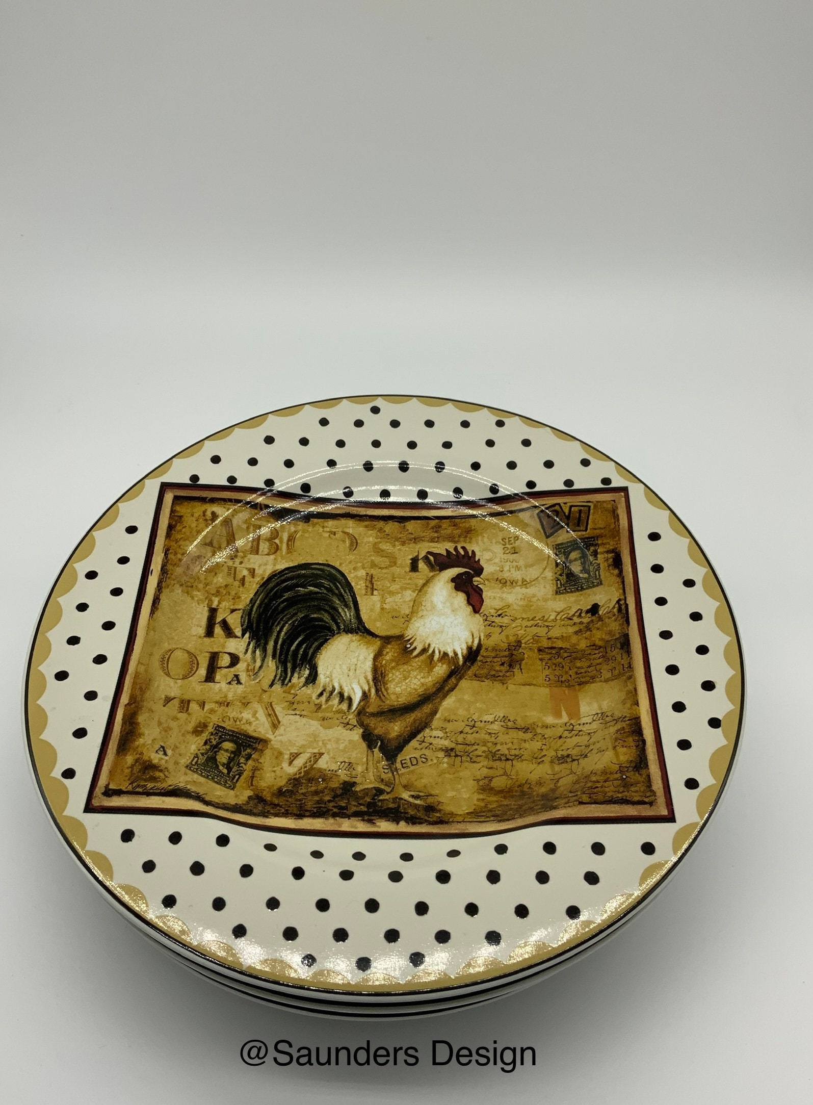 Retro Roosters By: Sakura Four Salad Plates - Etsy
