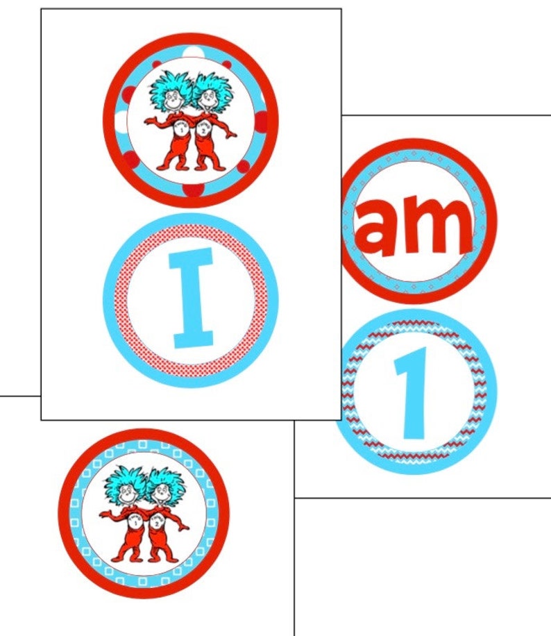 INSTANT DOWNLOAD Printable Dr Seuss Thing 1 and Thing 2 High Chair ...