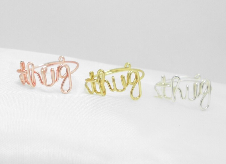 Thug Life Ring Adjustable Wire Ring Set of 2 Unusual - Etsy