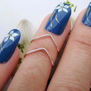 Rose Gold Wire Knuckle Ring Adjustable Dainty Ring Set of 2 - Etsy