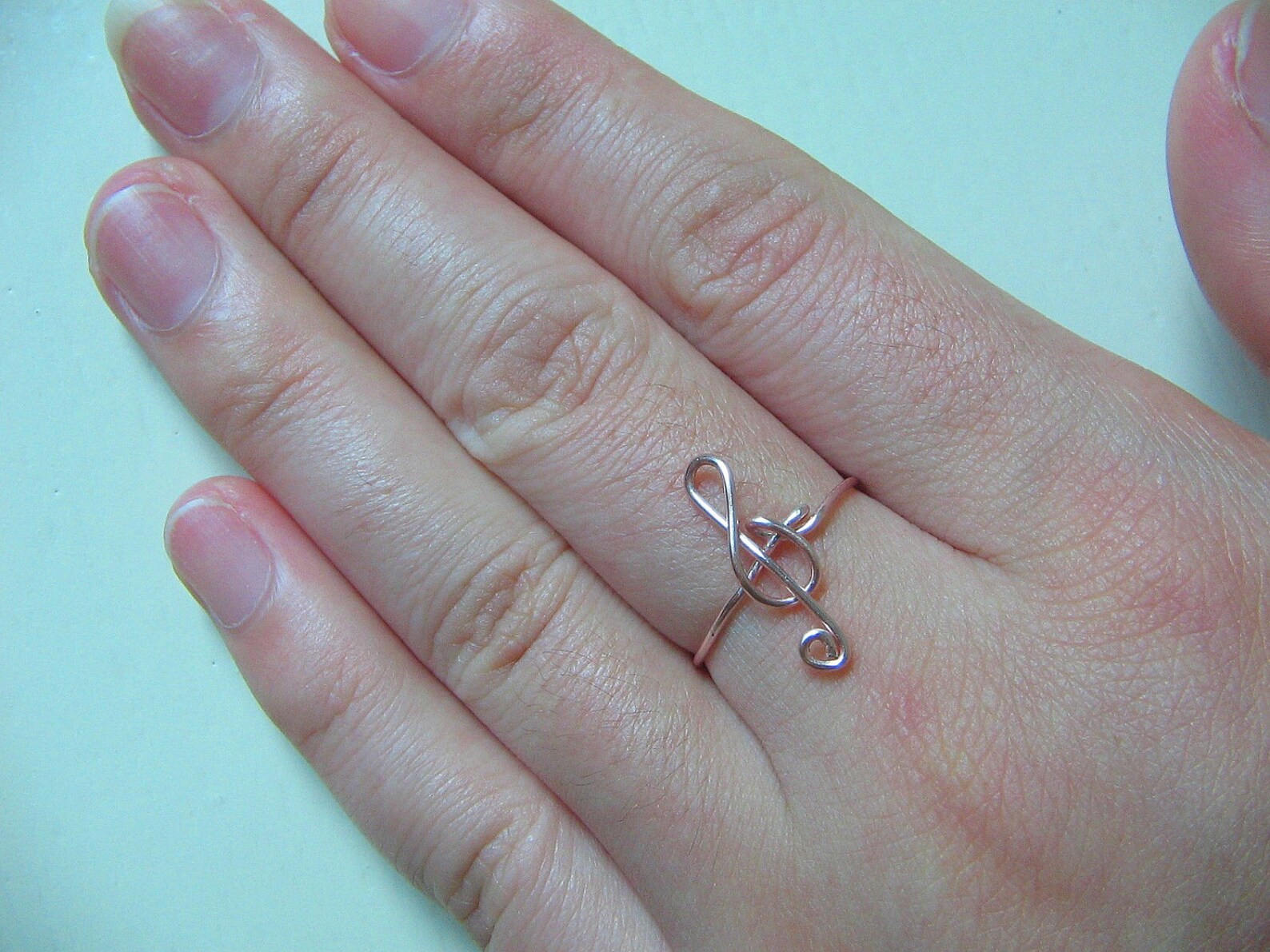 Rose Gold Wire Treble Clef Ring Non-adjustable Dainty Ring - Etsy