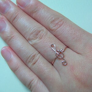 Rose Gold Wire Treble Clef Ring Non-adjustable Dainty Ring - Etsy