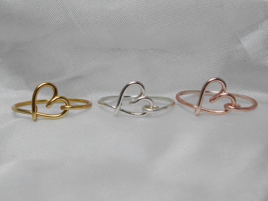Rose Gold Wire Heart Ring Non-adjustable Dainty Ring | Etsy