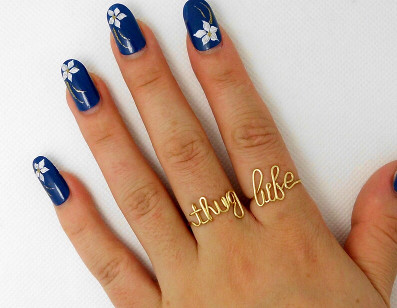 Thug Life Ring Adjustable Wire Ring Set of 2 Unusual - Etsy