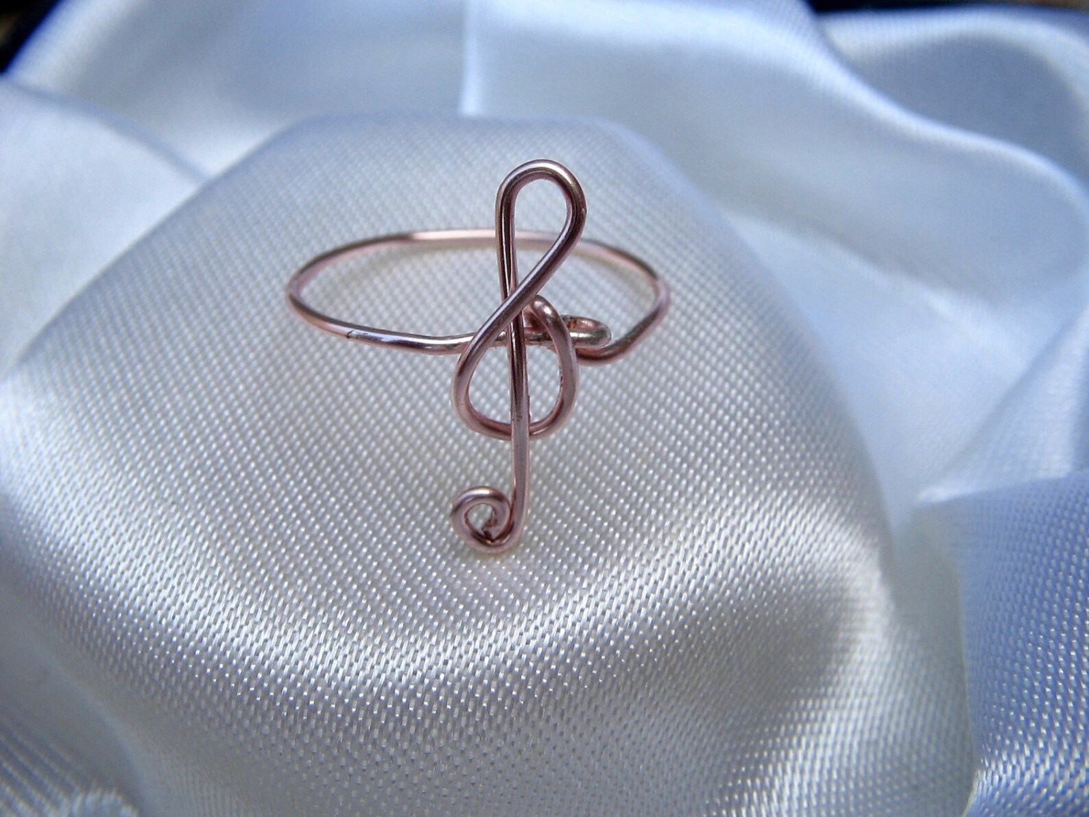 Rose Gold Wire Treble Clef Ring Non-adjustable Dainty Ring - Etsy